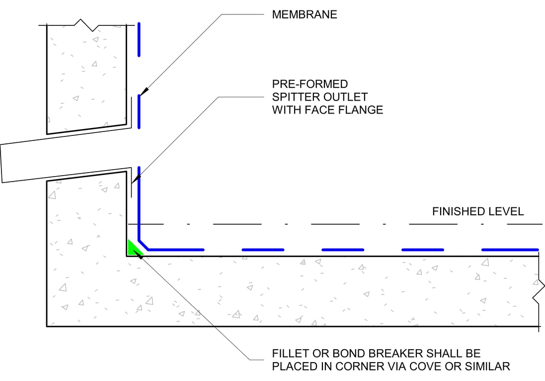 OVERFLOW PIPE THROUGH PARAPET DETAIL (b) PRE-FORMED SPITTER THROUGH PARAPET ISD11 - BIMcontent.com